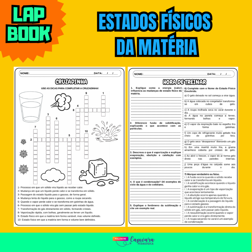 LAPBOOK – ESTADOS FÍSICOS DA MATÉRIA – Capivara Pedagógica